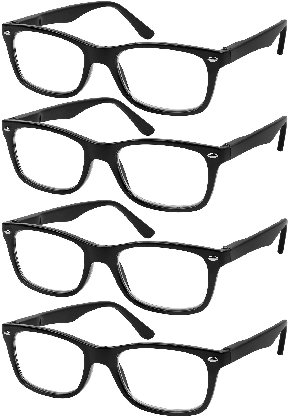 Success Eyewear Reading Glasses Set of 4 Black Quality Readers Spring Hinge Glasses for Reading for Men and Women +2.75