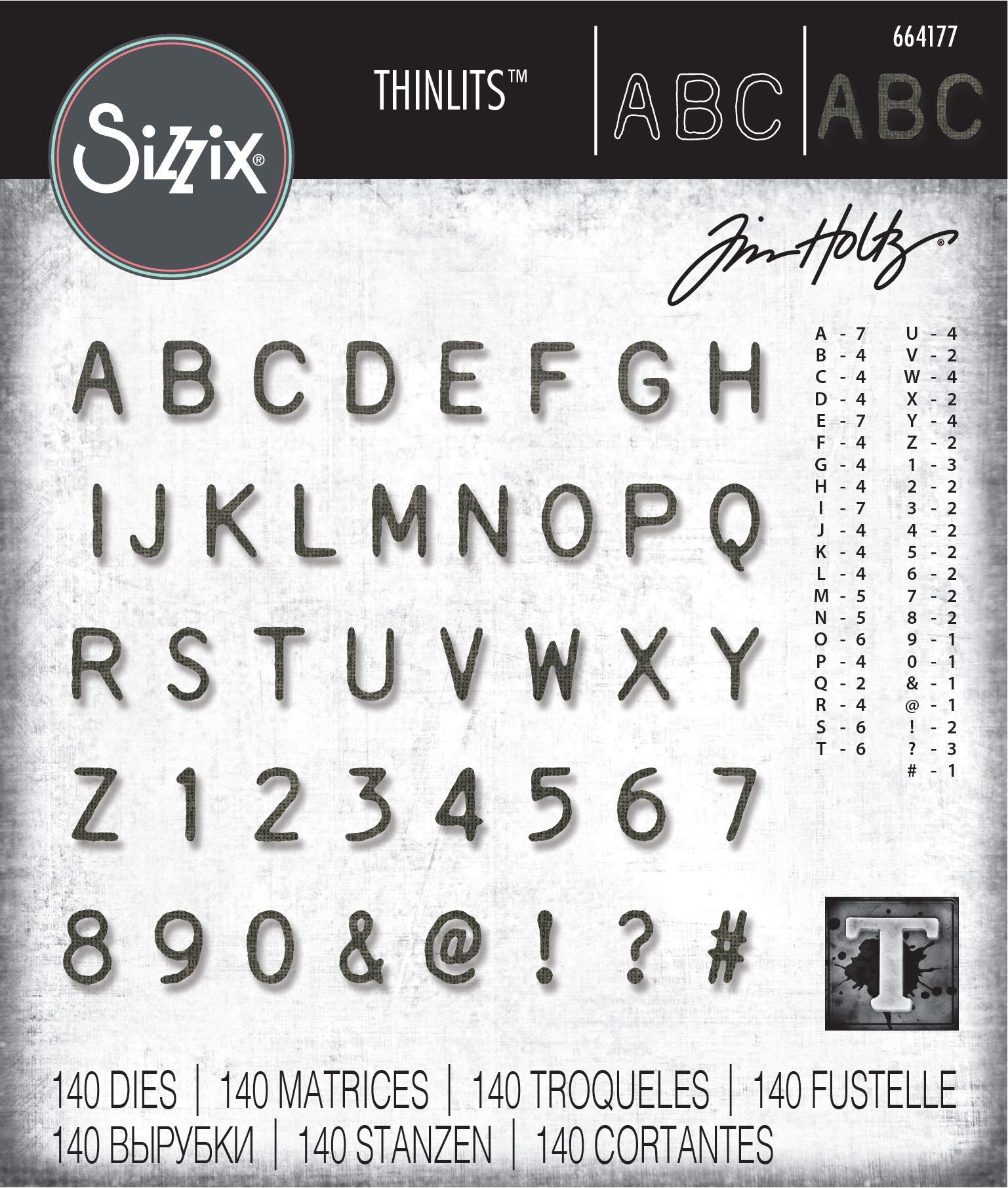 Sizzix Alphanumeric Label Dies, Multicolor