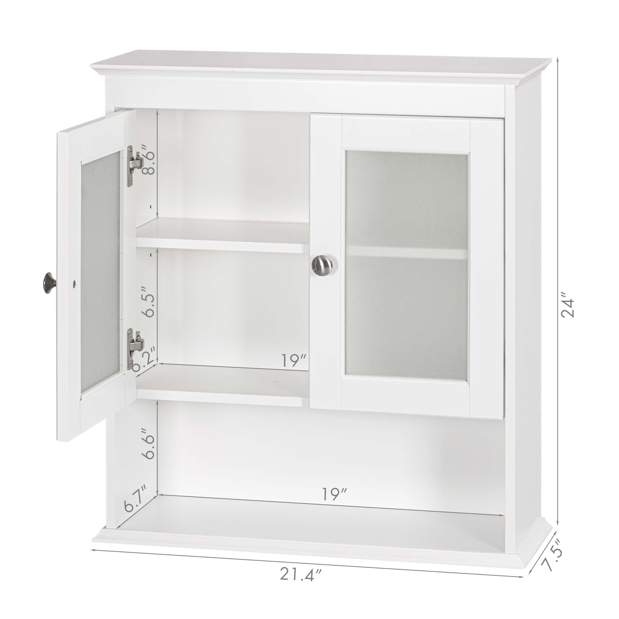Spirich Bathroom Wall Cabinet with Glass Doors, Small Hanging Medicine Cabinet Wall Mounted, Wood Wall Storage Organizer Space Saver, Espresso