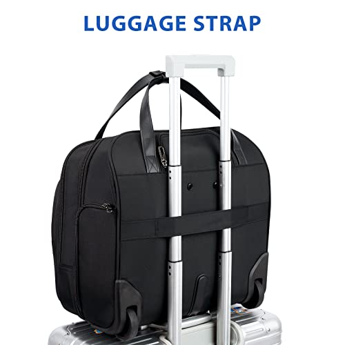 VANKEAN Rolling Laptop Bag Women with Wheels, 15.6 Inch Rolling Briefcase for Women, Water Repellent Overnight Rolling Computer Bag with RFID Pockets for Travel Business Work, Black