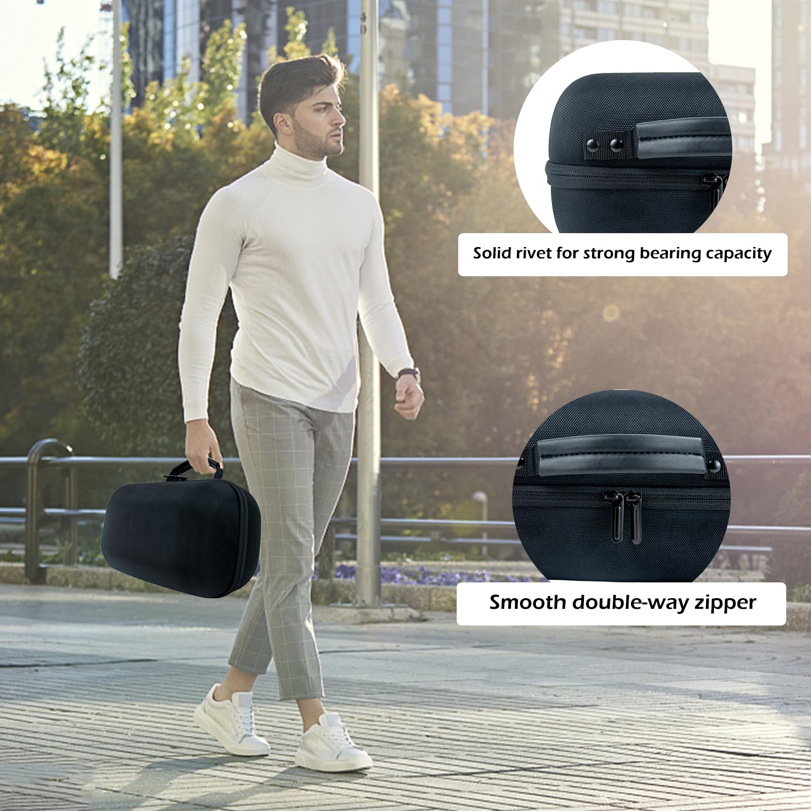 XINGFUDAO Hard Case for Sonos Era 100 Speaker, Sonos Era 100 Speaker Storage Bag with Inner Partition and Mesh Pocket for USB Cable, Portable Protective Speaker Case Easy to Carry