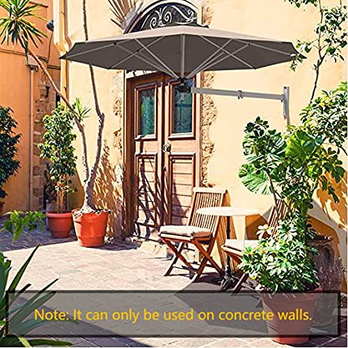Tangkula 8 FT Wall Mounted Patio Umbrella, Outdoor Wall Umbrella with Adjustable Pole, Tilting Sunshade Umbrella with Wind Vent, Ideal for Garden Balcony Yard (Tan)