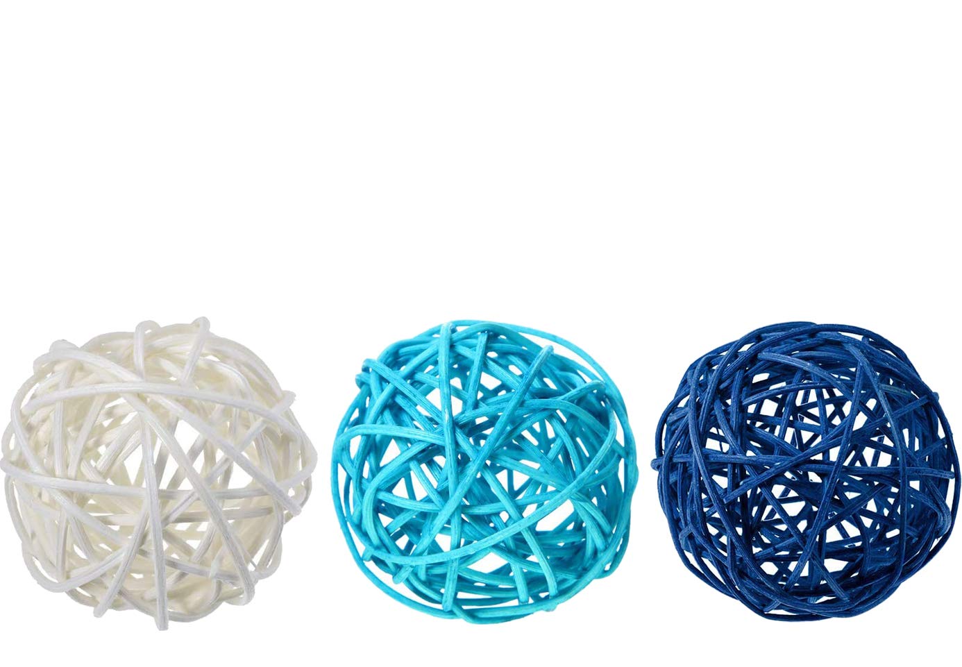 zorpia 15pcs 2 Inch Wicker Rattan Balls for Vase Filler, House Ornament, Christmas Tree Garden Wedding Party Coffee Table Decoration,Craft DIY (Blue Light-Blue White)