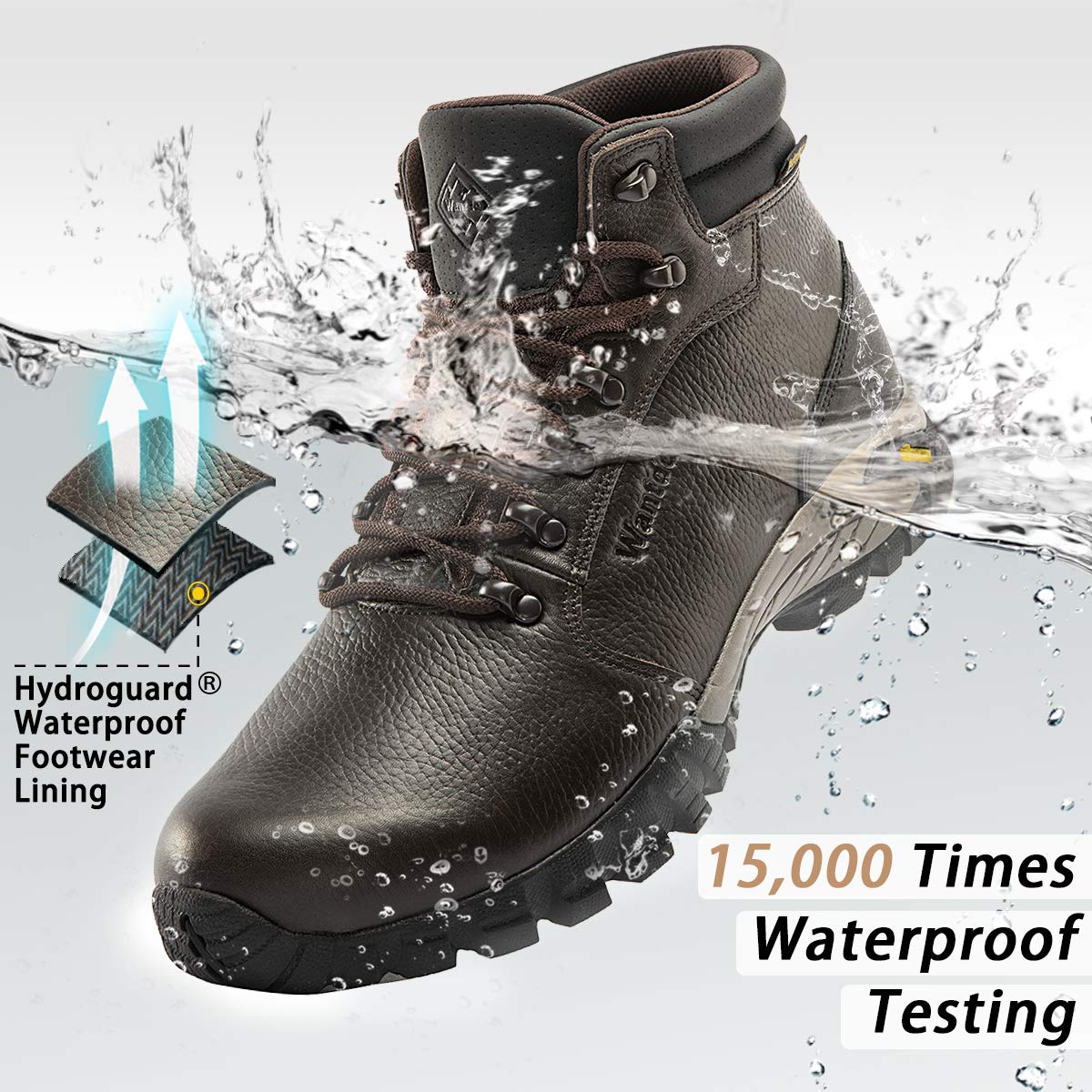 Wantdo Men’s Ankle High Waterproof Hiking Boots Outdoor Hiking Camping Trekking Boots Brown 9.5 M US