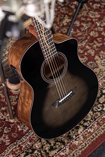 Washburn Bella Tono 6 String Acoustic-Electric Guitar, Right, Gloss Charcoal Burst (BTS9VCECH-D)