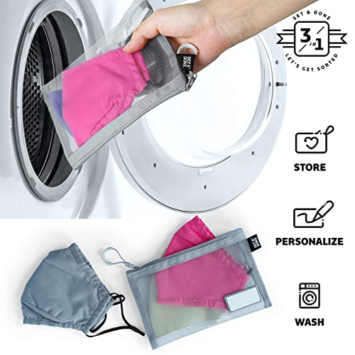 Set & Done Mesh Cosmetic Bag Mesh Makeup Bags Mesh Zipper Pouch for Office or Travel Accessories- Organizers for Small Items Makeup Lipstick, Toiletries (3 Pieces - Grey)