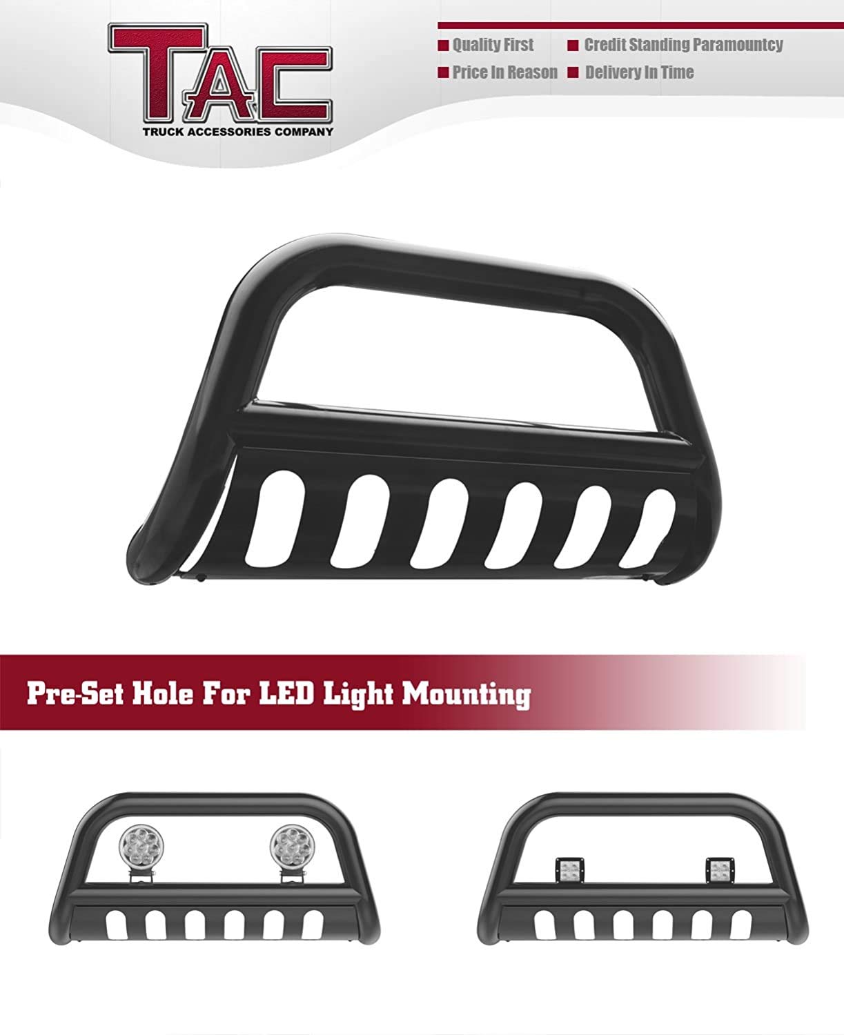 TAC Bull Bar Fits 2004-2024 Ford F150 (Exclude Heritage edition/all F150 Raptor models/2020-2022 Diesel models)|2022-2024 F150 lightning EV|2003-2017 Expedition 3" SUV Black Bumper Guard