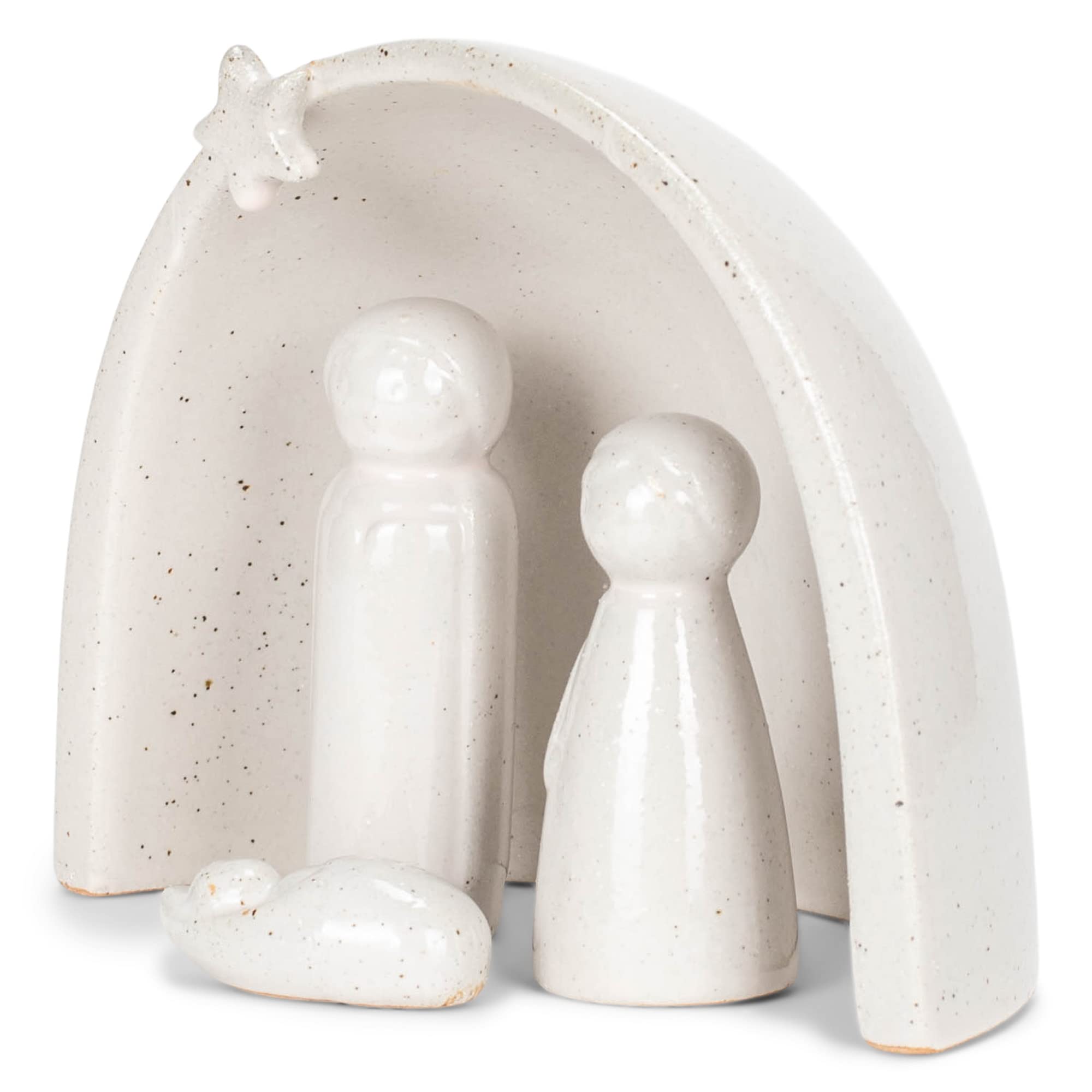 Stoneware Nativity with Glaze, Set of 4