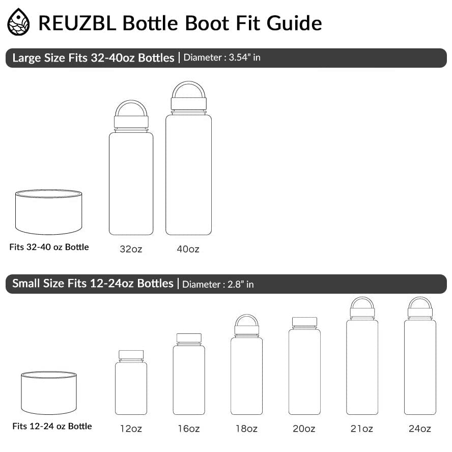 REUZBL Protective Silicone Bottle Boot for Owala FreeSip 40 oz, Hydro Flask 32-40 oz, Iron Flask, Takeya, Thermoflask, and Similar Wide Mouth Water Bottles, Protective Bottle Accessory