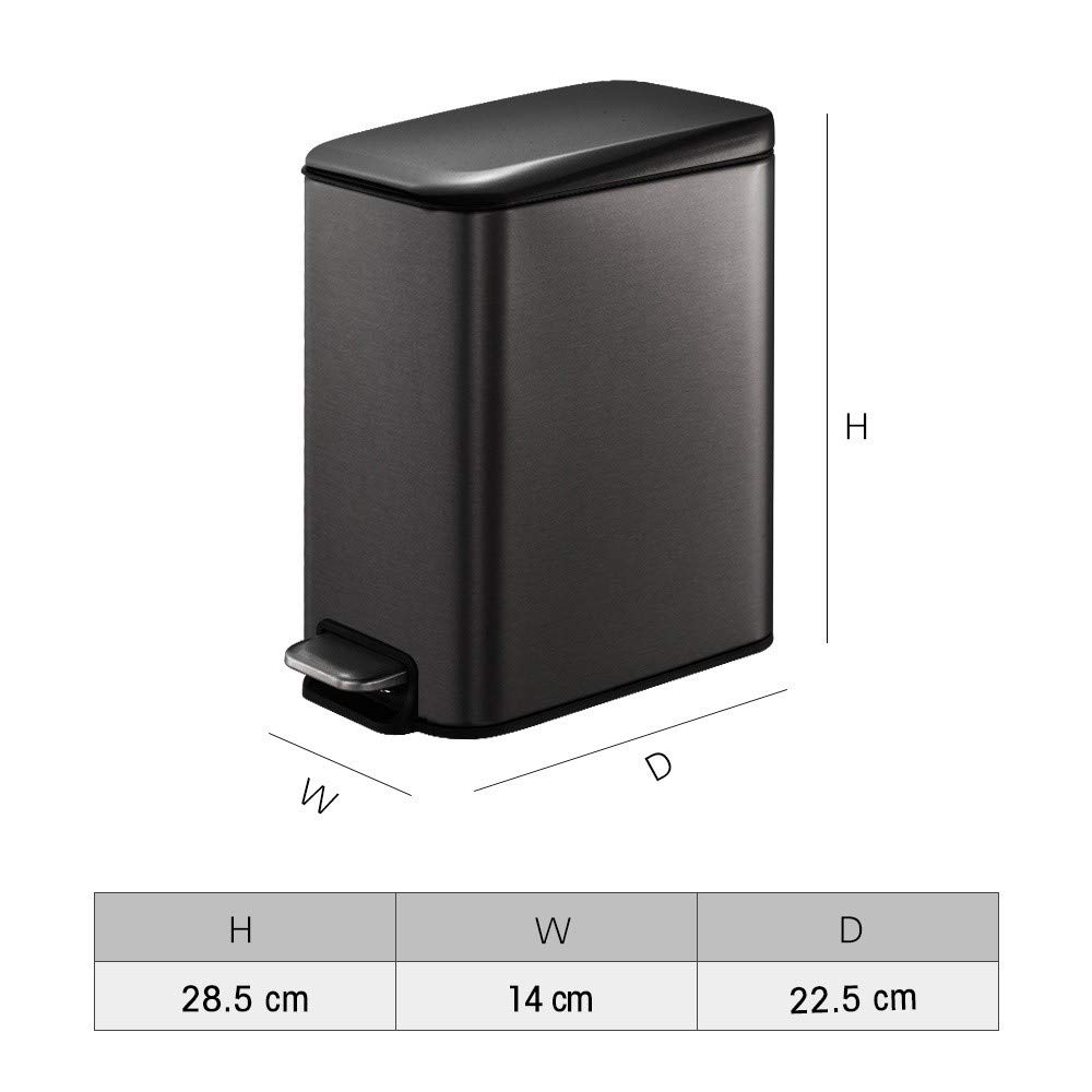 VATTEA Trash Can 5L/1.3 Gallon Stainless Steel Waste Bin Dust Bin Waste Basket Recycle Bin Waste Basket Trash Can Black