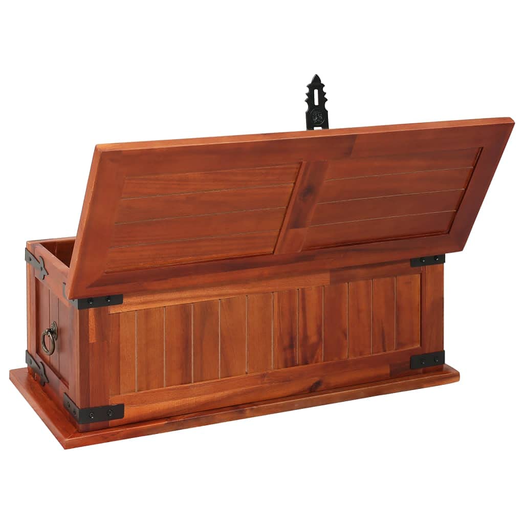 Storage Chest with 2 Side Handles and Latch, Toy Box Organizer for Bedroom and Living Room, Coffee Table, Couch Table, Solid Acacia Wood