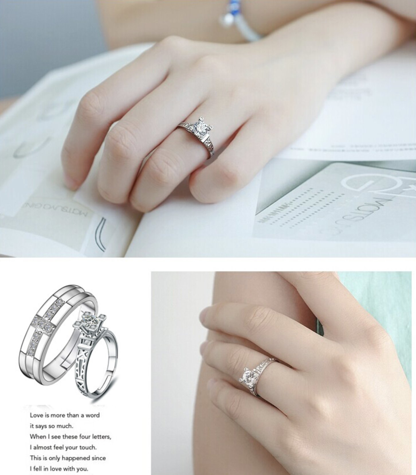 White Gold Plated Solitaire Style Eiffel Tower Ring with AAA Round Cubic Zircon Crystal Wedding Engagement Ring Fashion Jewelry for Women (7)