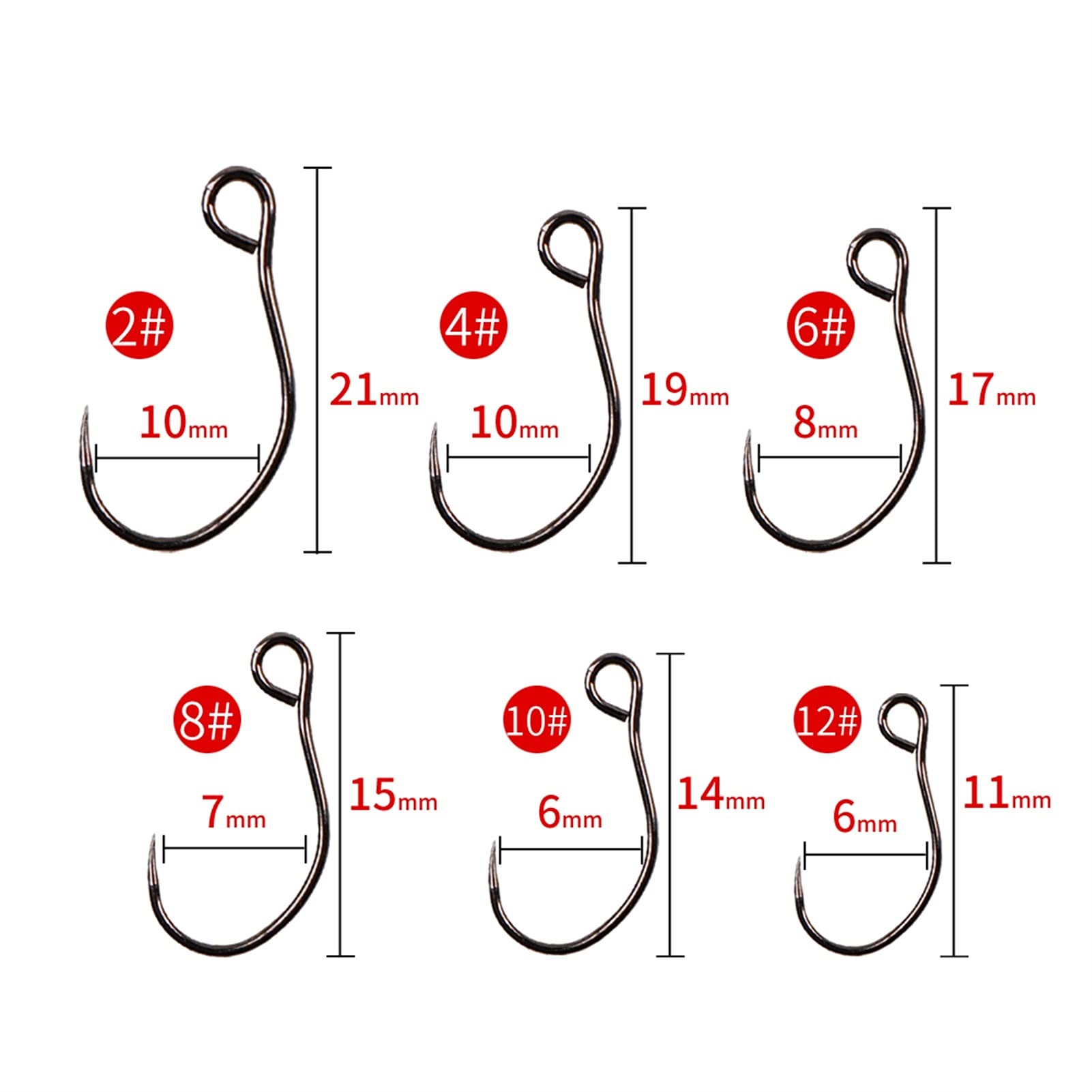 ZHANGJINYISHOP2016 20pcs/lot Fishing Hook for Soft Lure Single Hooks Inline Hook Big Eye Sharp High Carbon Steel Fishhook Fishing Tackle (Model Number : Size 10 20 PCS)