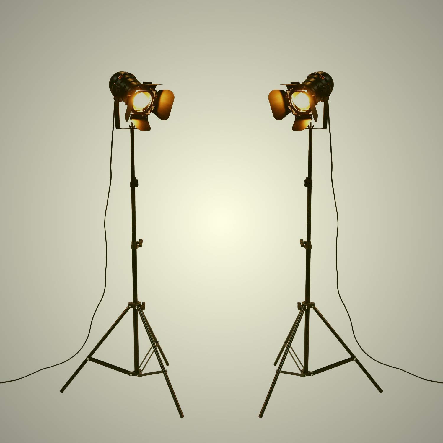 XIHOME Vintage Industrial Black Retro Tripod Adjustable Floor lamp Parking Light, 5 Meter Cable with Foot Switch Parking Light Tripod gooseneck for Living Room Bedroom Office bar Lighting (Pack of 2)