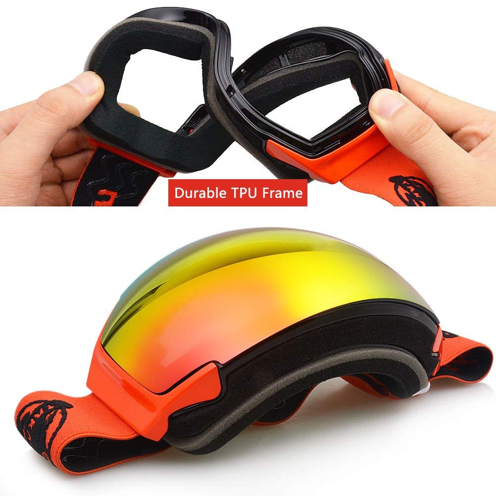 YAKAON OTG Ski Goggles UV Protection Snowboard Goggles Frameless Spherical Anti-Fog Lens for Men Women Youth …