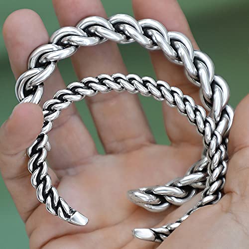 VY JEWELRY Heavy Power Big 12MM - 925 Solid Sterling Silver Cuff Bangle Bracelets β Made in Thailand