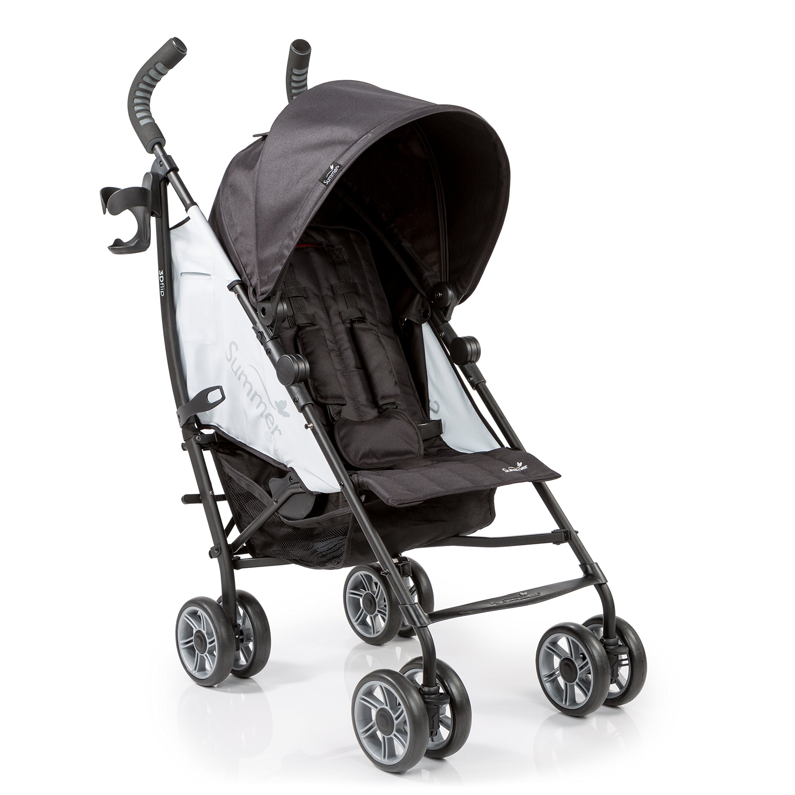 Summer 3Dflip Convenience Stroller, Black/Gray - Lightweight Umbrella Stroller with Reversible Seat Design for Rear and Forward Facing, Compact Fold, Adjustable Oversized Canopy,1 Count (Pack of 1)