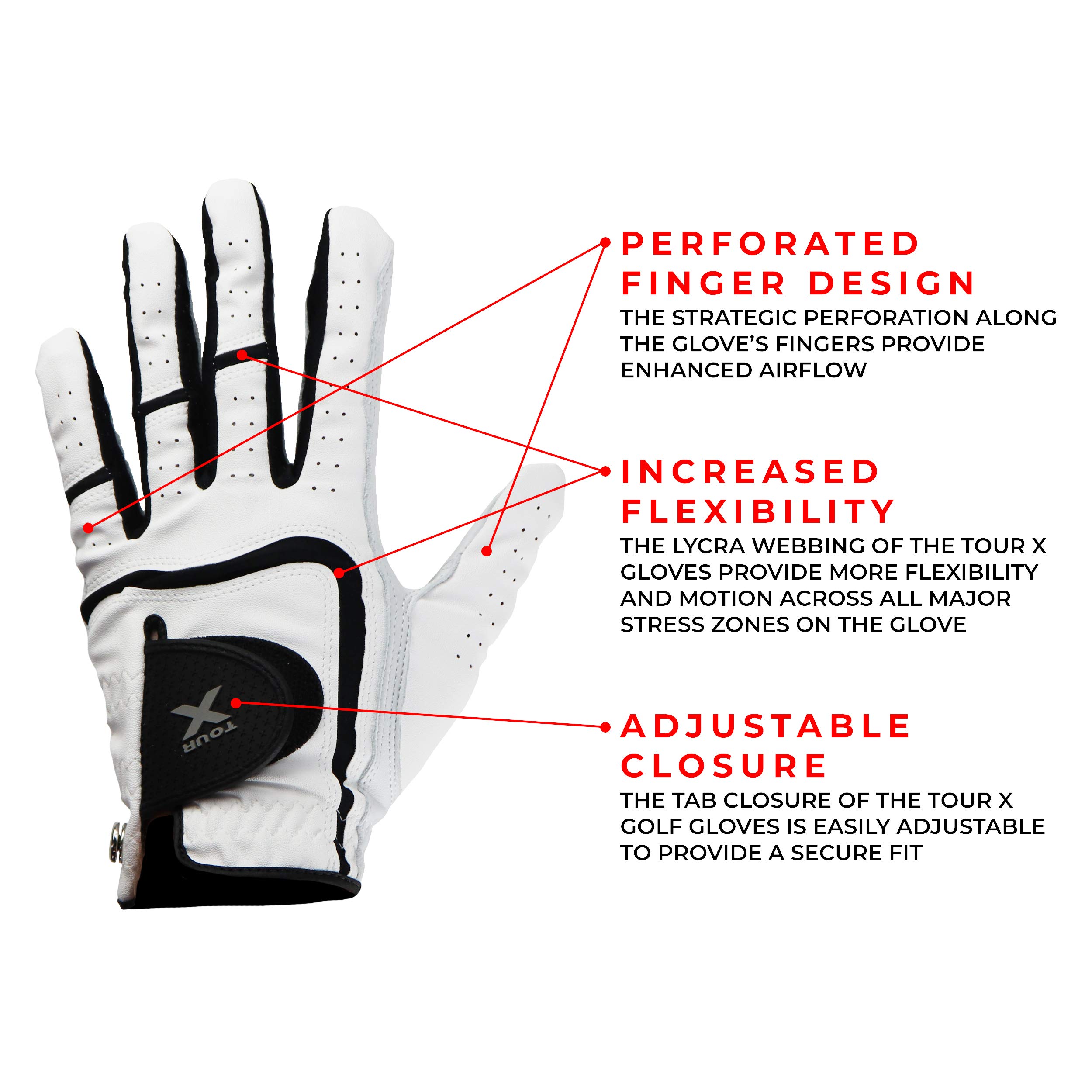 Tour X Combo Golf Gloves 3pk Men's LH Medium-Large