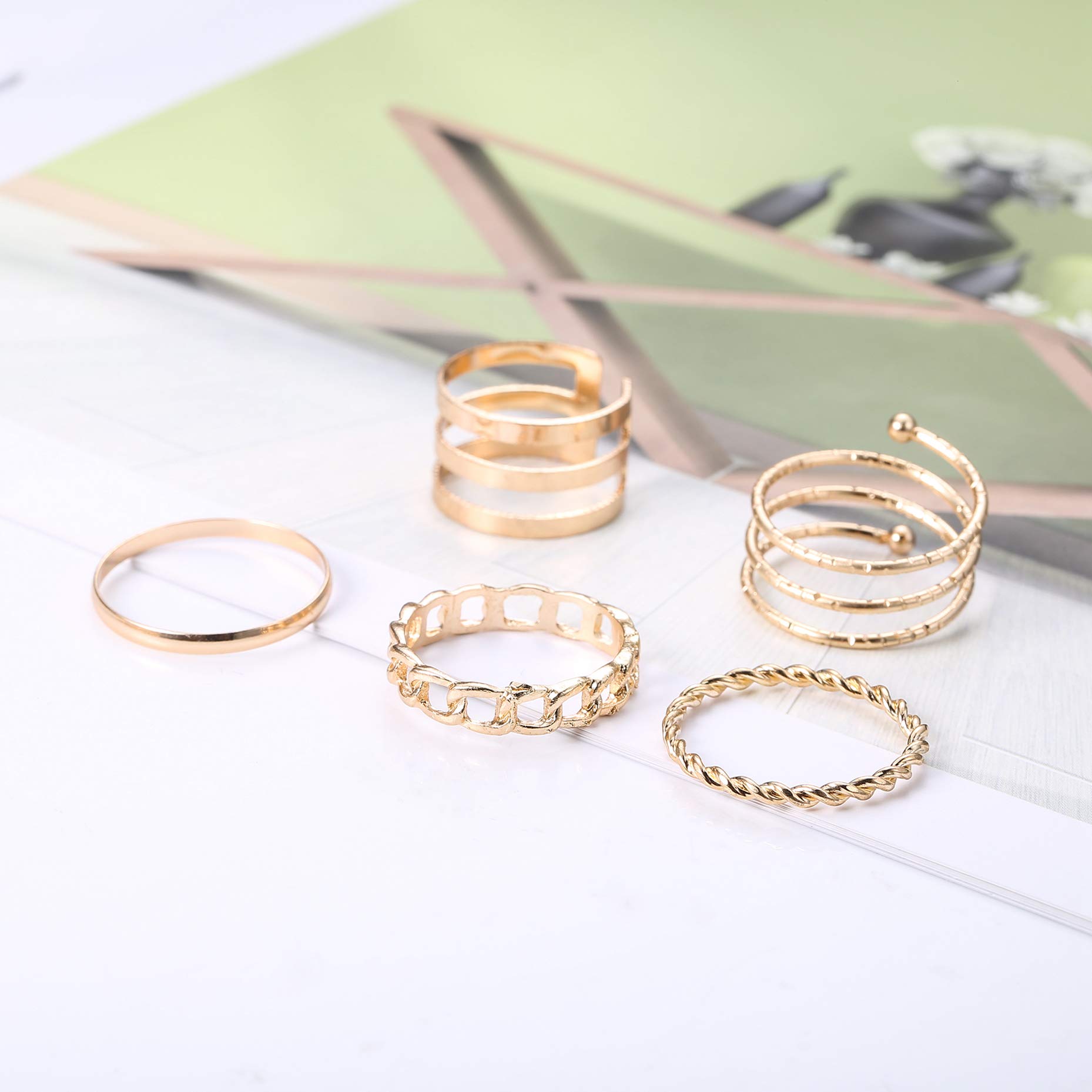 YADOCA 25 Pcs Simple Knuckle Midi Ring Set for Women Vintage Gold Finger Stackable Rings Set Carved Joint Nail Rings