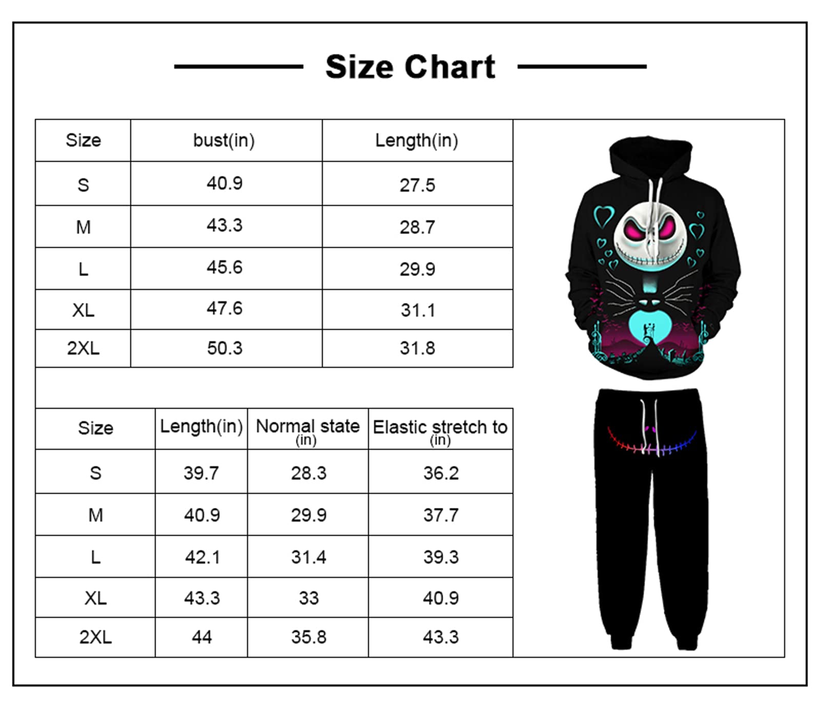 VYVAYOB Halloween Mens Jack Hoodie Pant Set 3d Printed Sweatshirts Suit JackSet-1-Large