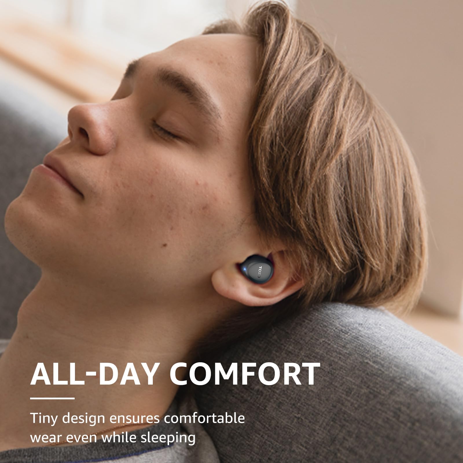 TOZO A1 Mini Wireless Earbuds Bluetooth 5.3 in Ear Light-Weight Headphones Built-in Microphone, IPX5 Waterproof, Immersive Premium Sound Long Distance Connection Headset with Charging Case, Pink