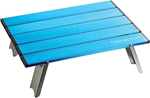 TREKOLOGY Small Portable Table for Beach, Aluminum Beach Side Table, Beach Tables for Sand Foldable, Folding Beach Table, Portable Beach Table, Beach Accessories for Vacation