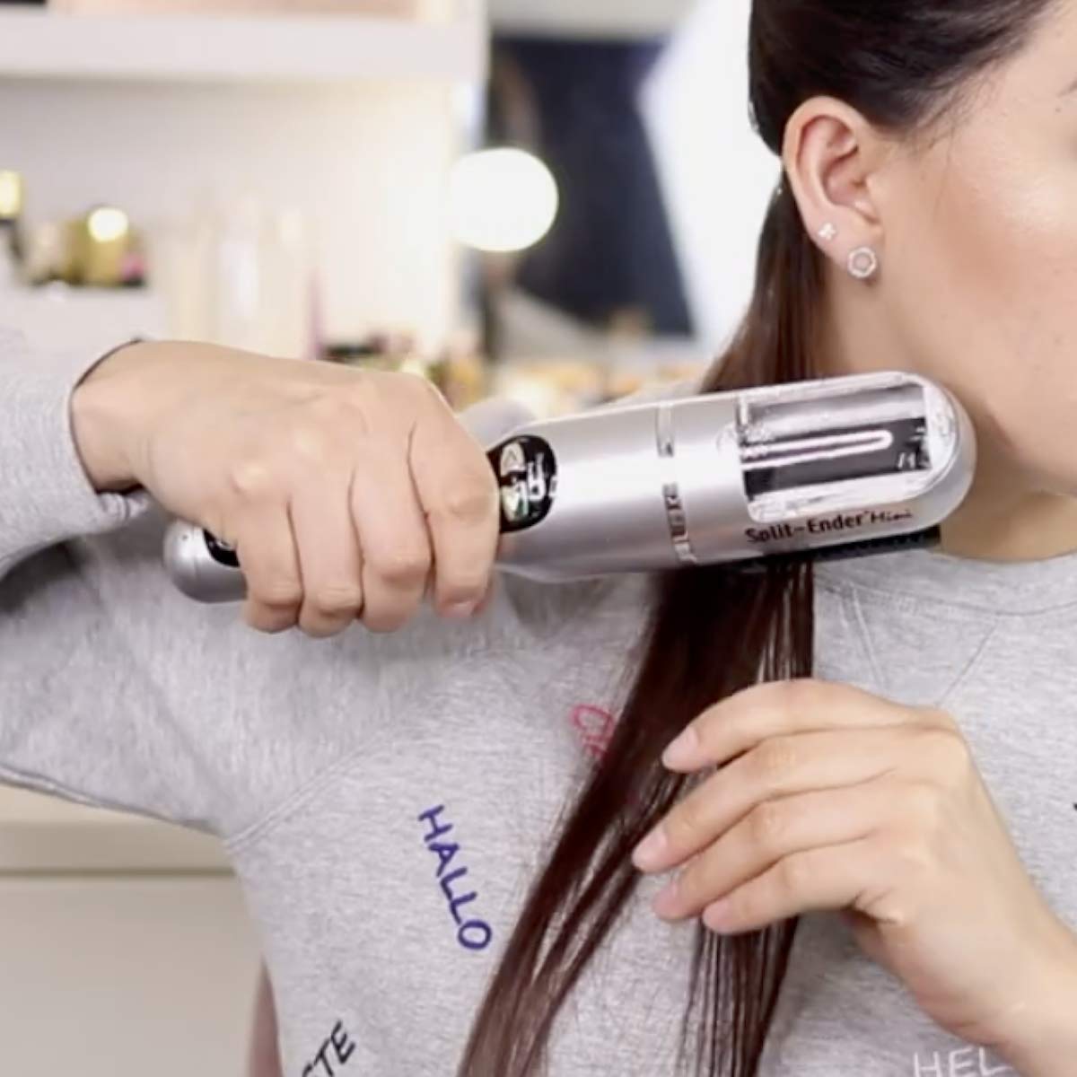 Split-Ender Mini - The Original Cordless Split End Hair Trimmer Automatic 3 AAA Battery Home Care Clipper 2-in-1 for Dry Damaged Splitting Broken Brittle Straight Curly Frizzy Beauty Styling - Silver