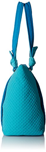 Vera Bradley Women's Microfiber Hadley East West Tote Bag, Bahama Bay and Turquoise Sea, One Size