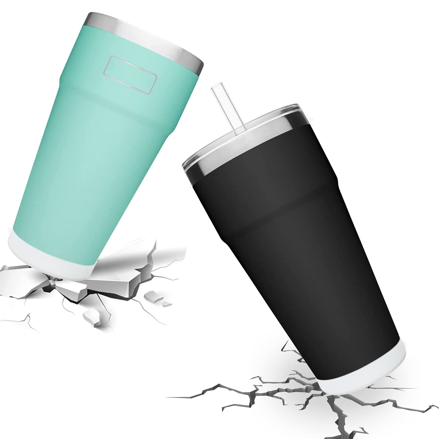 Silicone Boot Sleeve for YETI 26 oz Rambler Straw Lid - Safer Protection and Less Noise for YETI Stackable Coffee Mug Cup 26 oz - Clear White - Dishwasher Safe