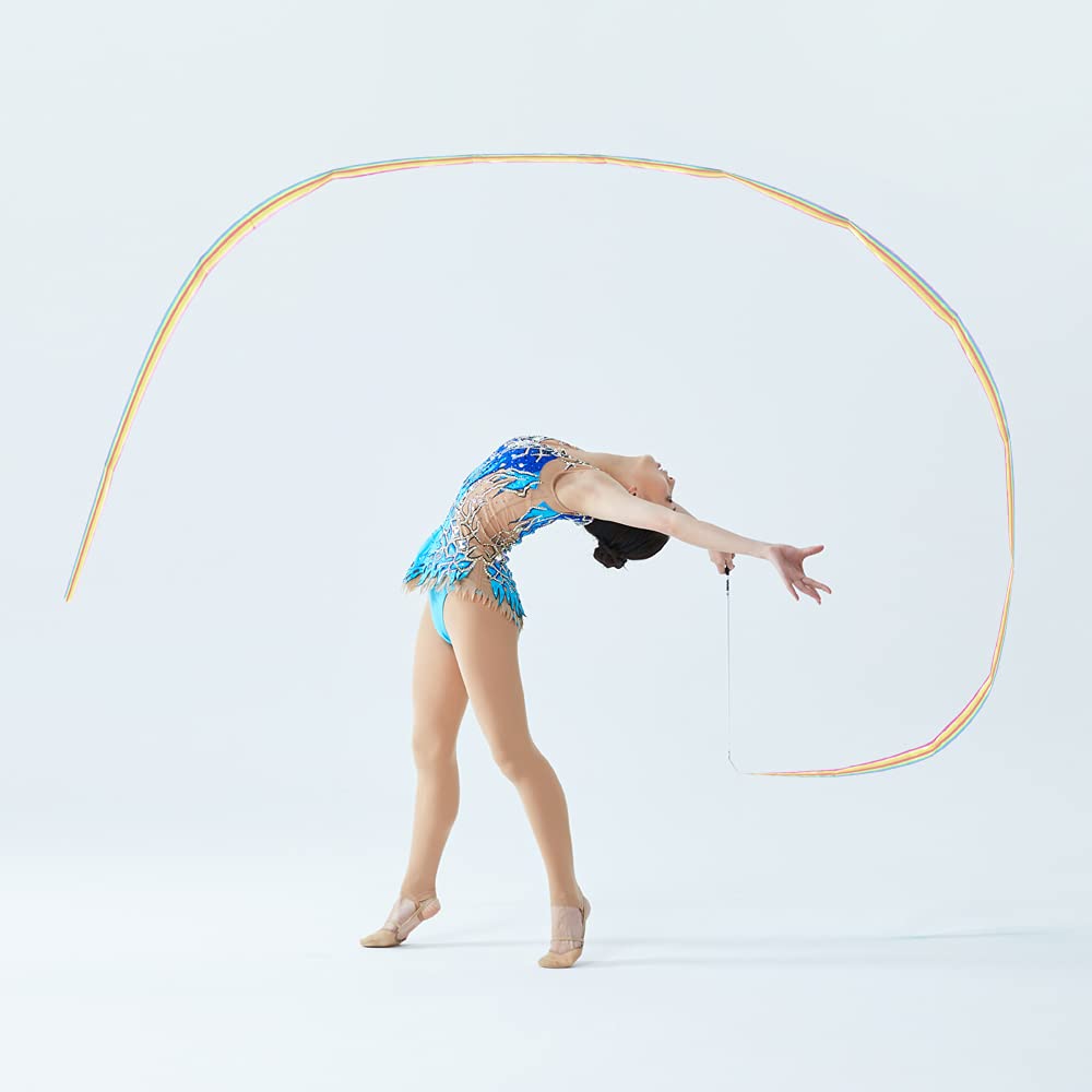 SHX 12 Pcs Rainbow Dance Ribbon Rhythmic Gymnastics Ribbon Dance Streamers for Kids Artistic Dancing