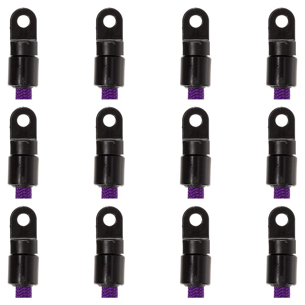 West Coast Paracord 12 Pieces Black Nylon Durable 1/4-Inch Bungee Shock Cord Terminal End Boat Rafting Kayak Canoe