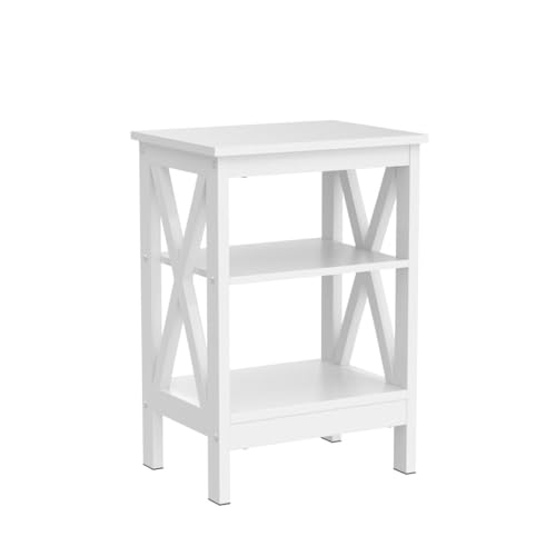 VECELO Modern Nightstands X-Design Side End Table Night Stand with Storage Shelf for Bedroom,Living Room,Set of 2 (White A2)