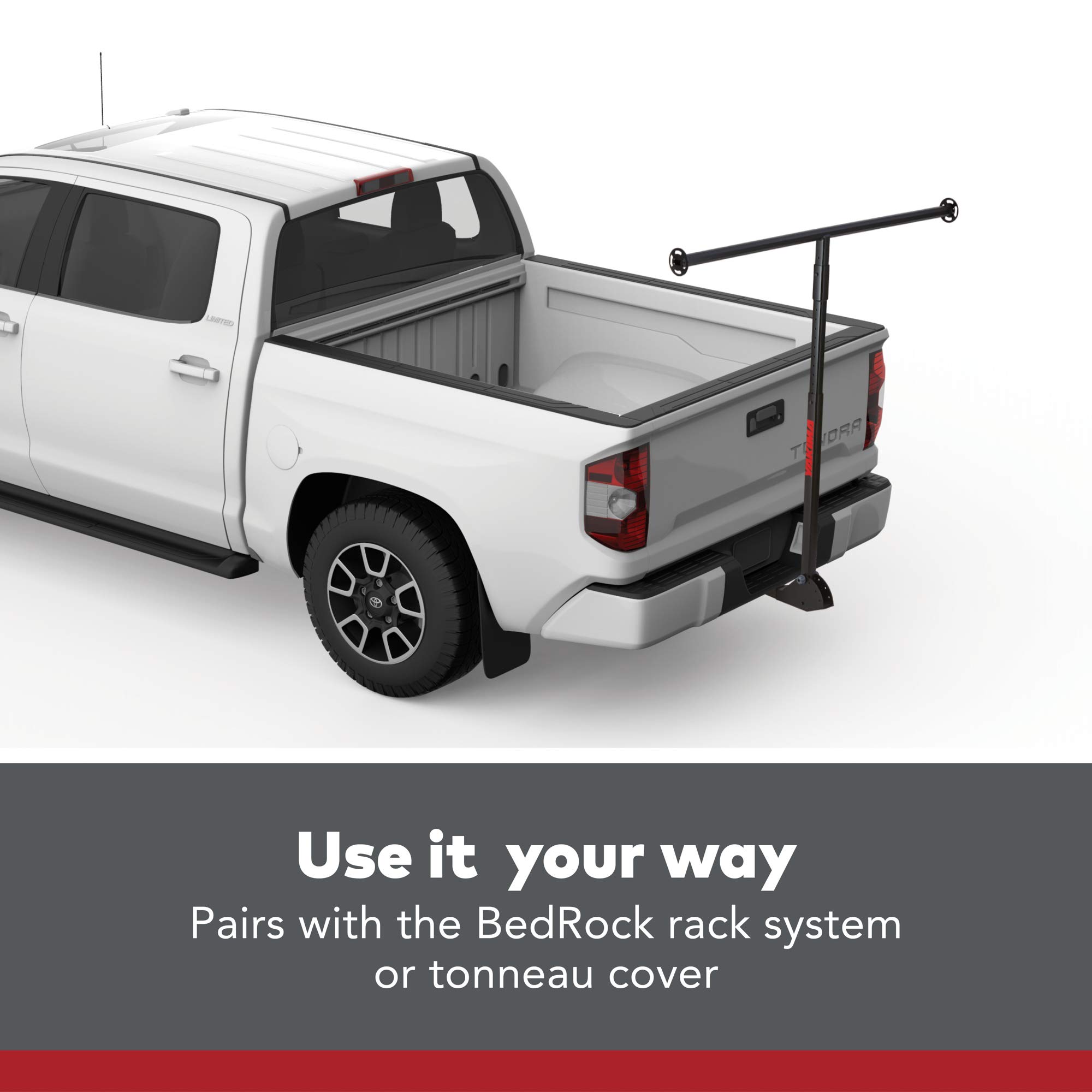 Yakima LongArm Aluminum Hitch Mounted Adjustable 3 Position Tailgate Truck Bed Extender Rack for Hauling Kayaks, Lumber, and Ladders, Black