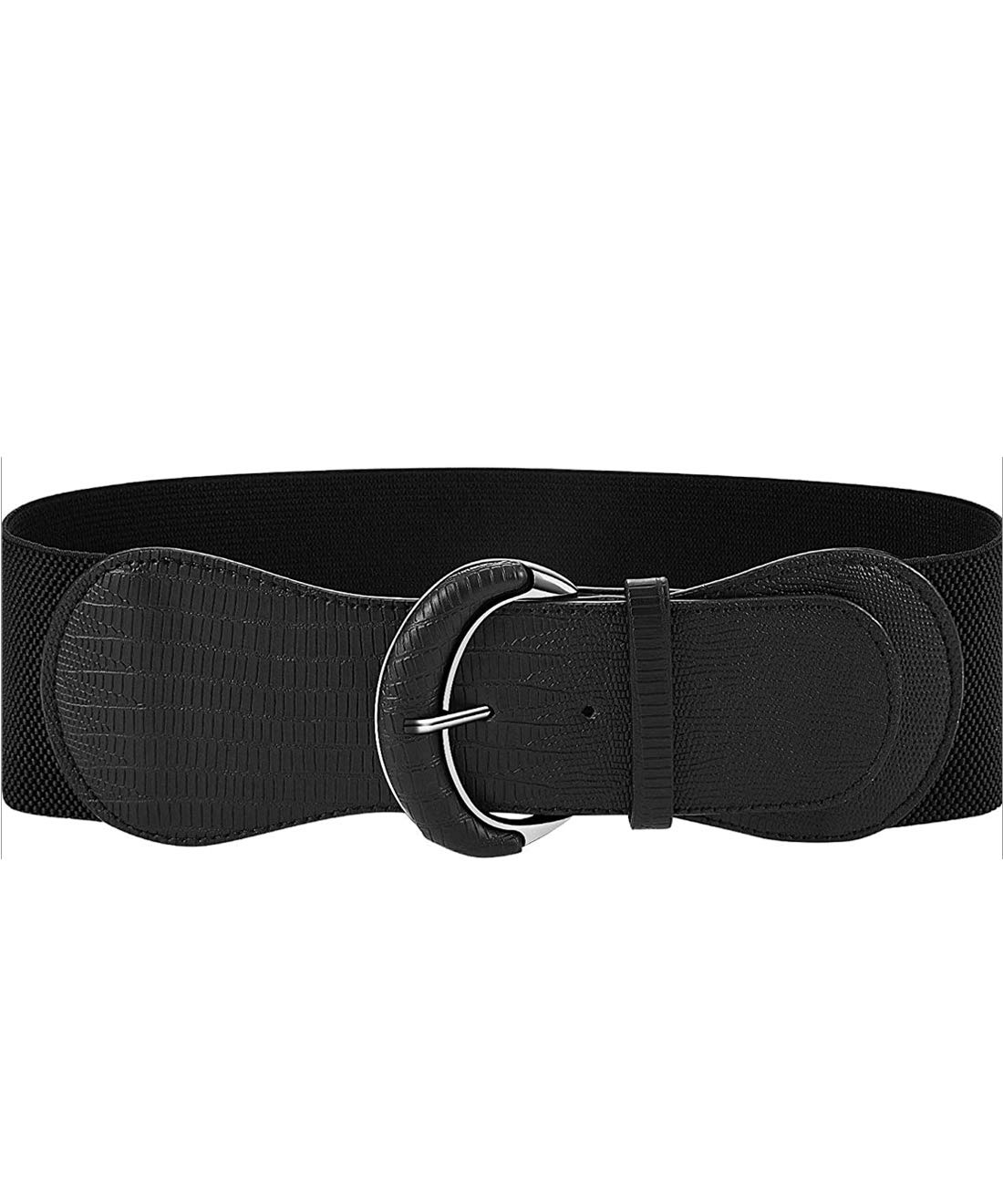 Yuni Sophy 3 pieces of women's wide belts, waist belts, leather elastic belts, ladies dresses, decorative belt hooks (Black, Large)