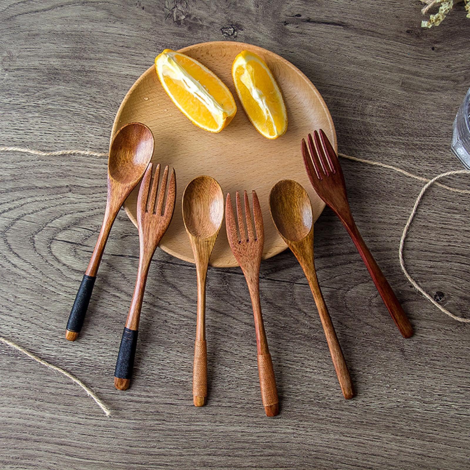 Spoon Fork Set Wood Coffee Mixing Spoon Wooden Spoon Wooden