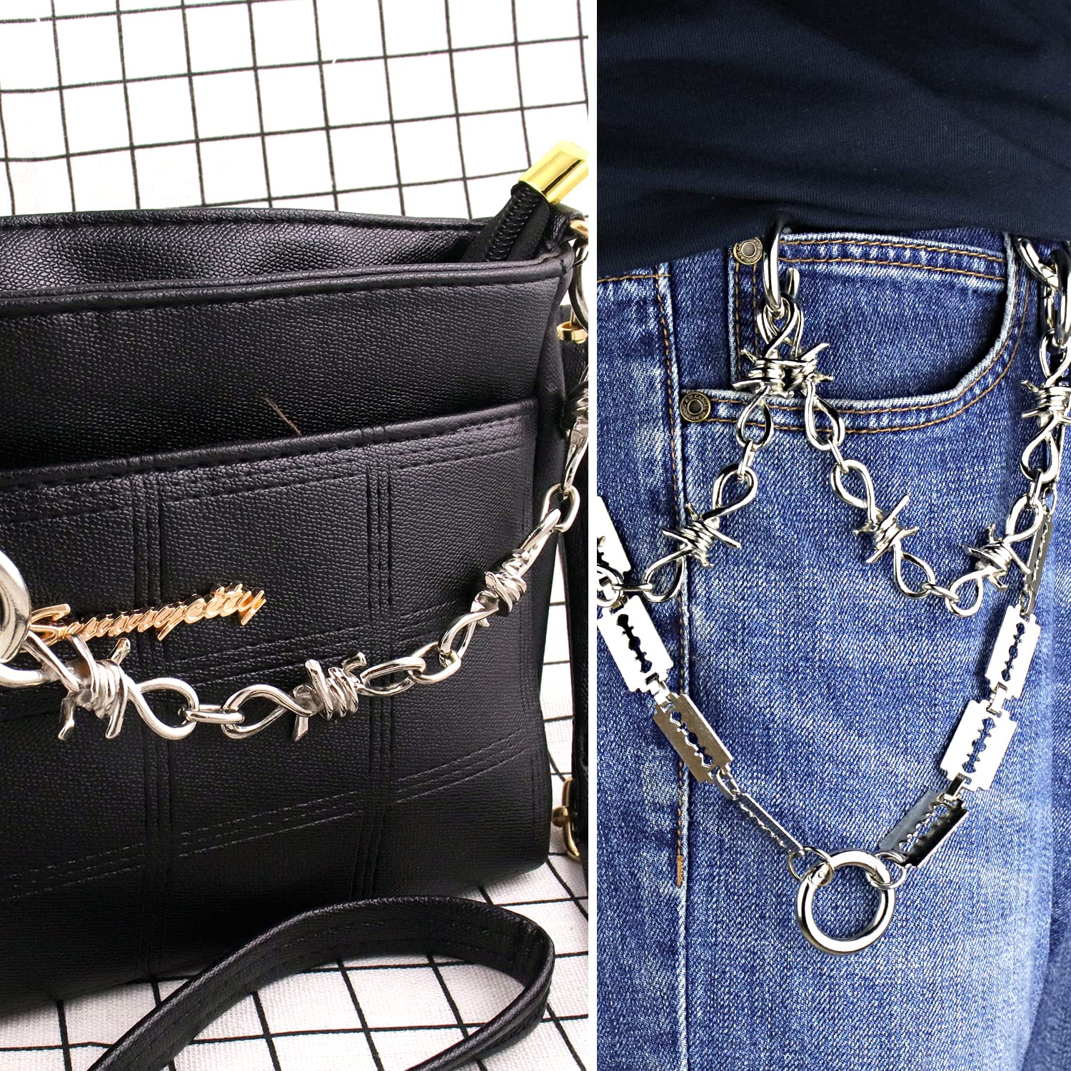 VIQWYIC Metal Twisted Chains Shoe Charms, Fashion Cool Punk Alloy, Decoration for Sandals Clog Accessories