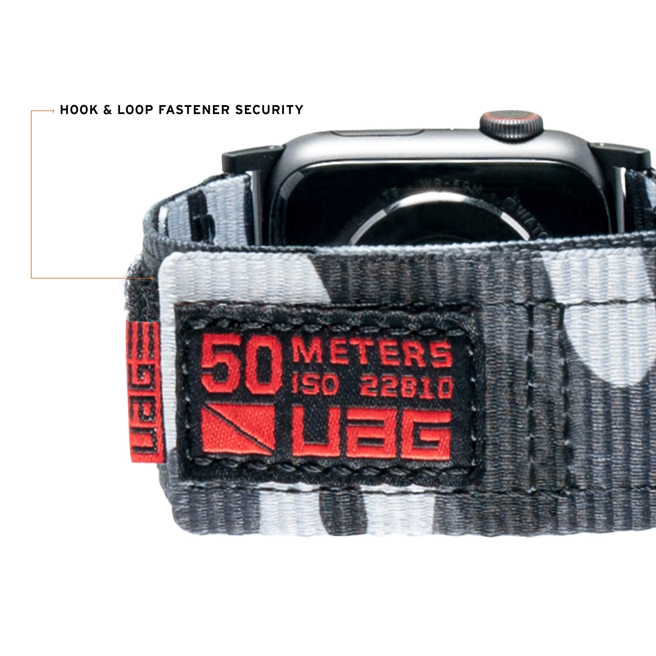 URBAN ARMOR GEAR UAG Compatible with Apple Watch Band 45mm/44mm/42mm, Series 7/6/5/4/3/2/1 & SE, High Strength Nylon Weave Replacement Strap, Active Midnight Camo