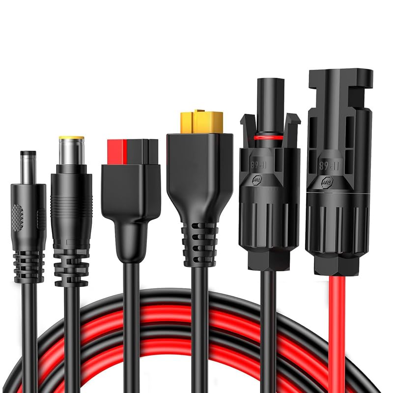 ZUKIWO 4-in-1 Power Panel Connector Wire Extension Cable Splitter with DC Adapter XT60 Plug MC4 Connectors Wire for Solar Panel Station