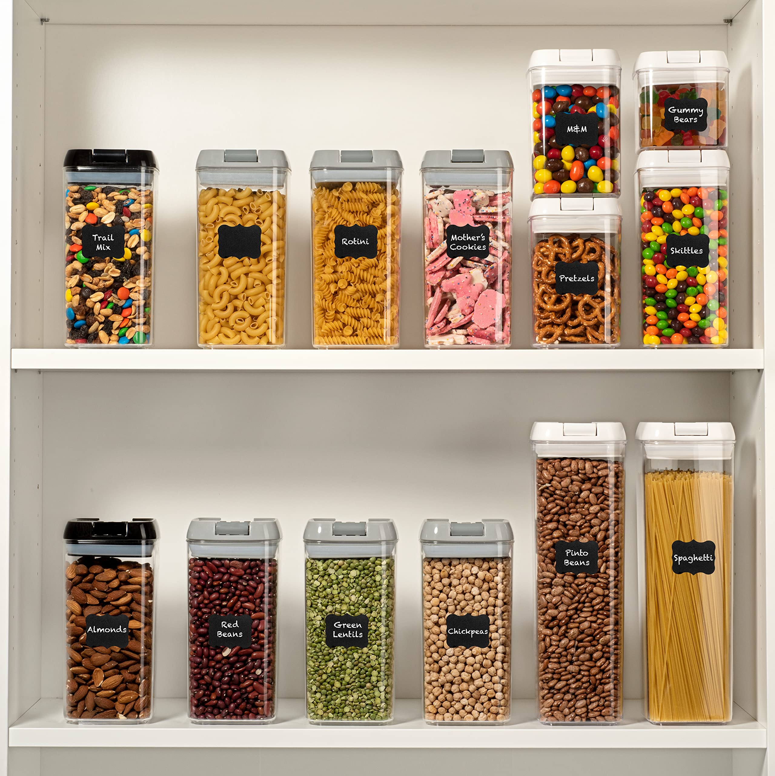 Shazo 6 PCs 1.2 Liter Airtight Food Storage Containers with Lids - BPA Free Plastic Cereal Containers with Easy Lock Lids for Kitchen Pantry Organization