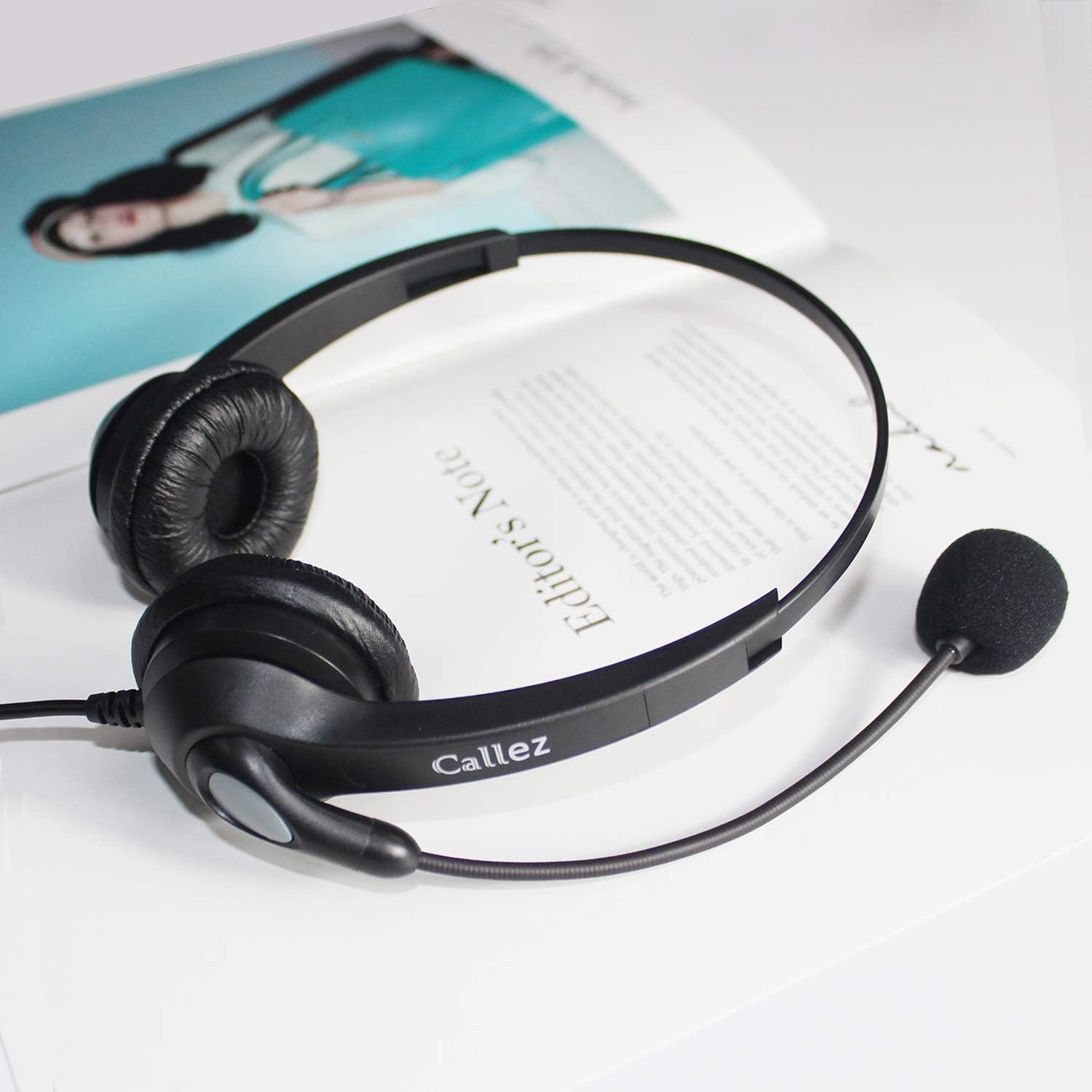 USB Headset with Microphone Noise Cancelling & Audio Controls, Stereo Computer Headphones for Business Skype UC Lync Softphone Call Center Office, Clearer Voice, Super Light, Ultra Comfort