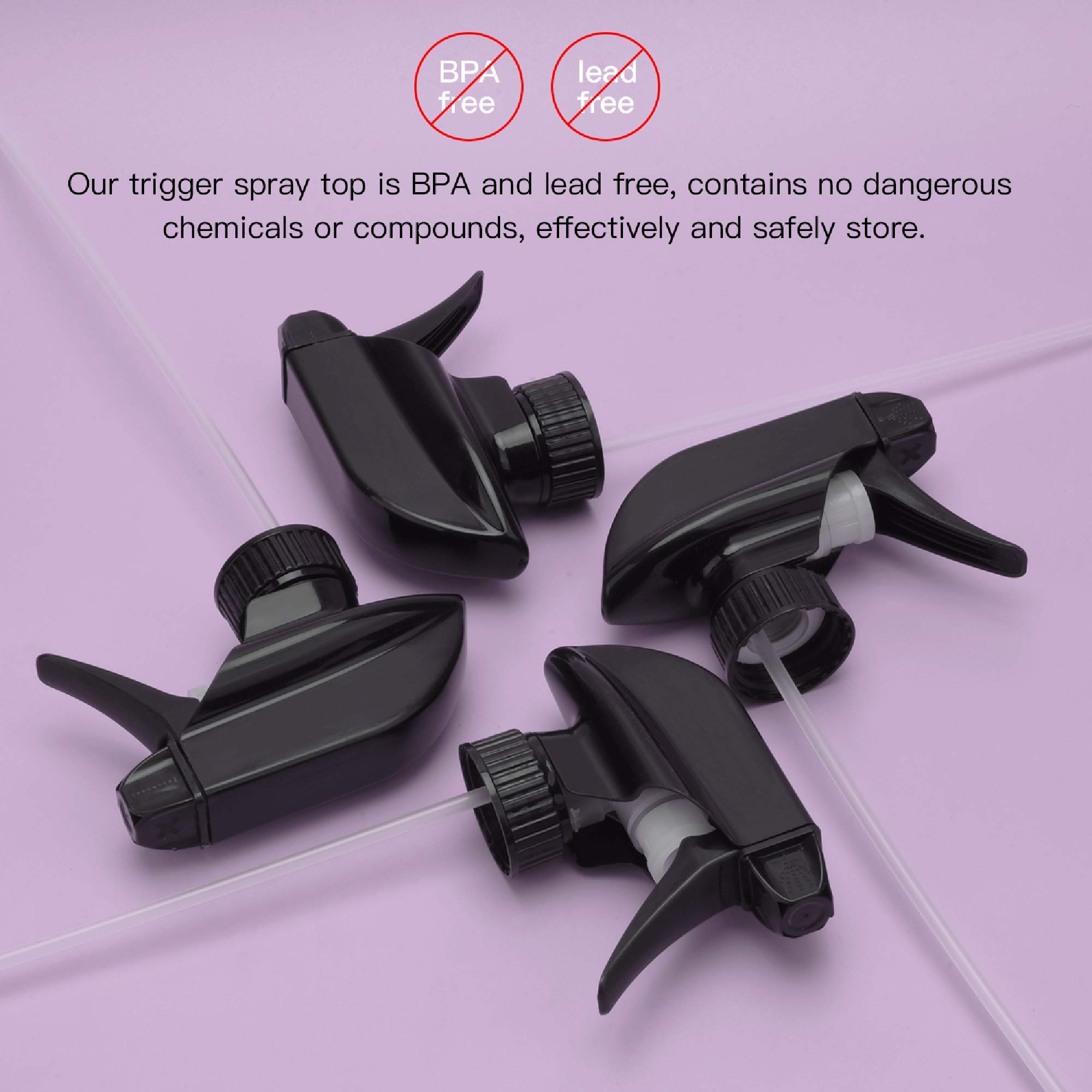 ULG Mist Spray & Stream Sprayer Replacement Trigger Spray Tops Fits Standard Boston Round with 28-400 Neck Bottles (2-Pack)