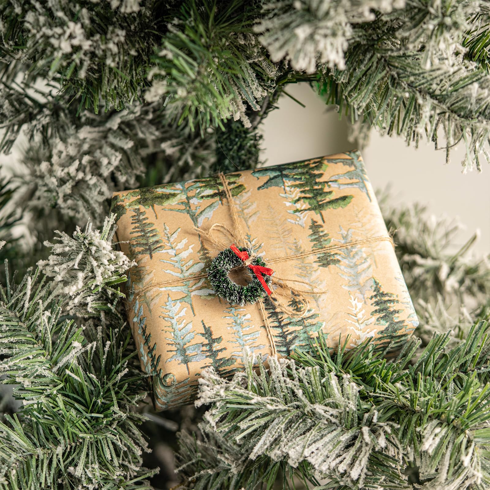 RUSPEPA Christmas Wrapping Paper, Jumbo Roll Kraft Paper - Christmas Tree Design for Holiday Gift Wrap - 30 Inches x 100 Feet