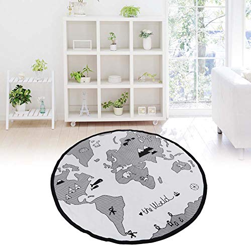 Yuehuam 53Inch Adventure World Map Pattern Circular Kid Crawling Game Mat Thicken Baby Crawling Playmat Blanket Floor Infant Child Activity Round Rug