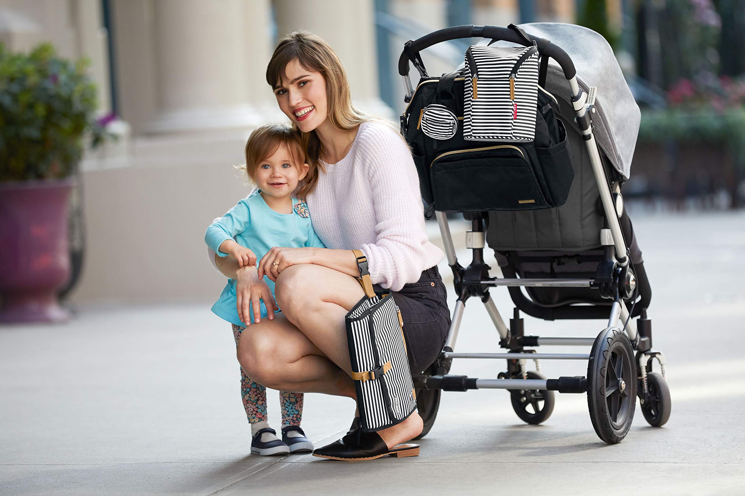 Skip Hop Baby Bottle Bag, Grab & Go, Black/White Stripe