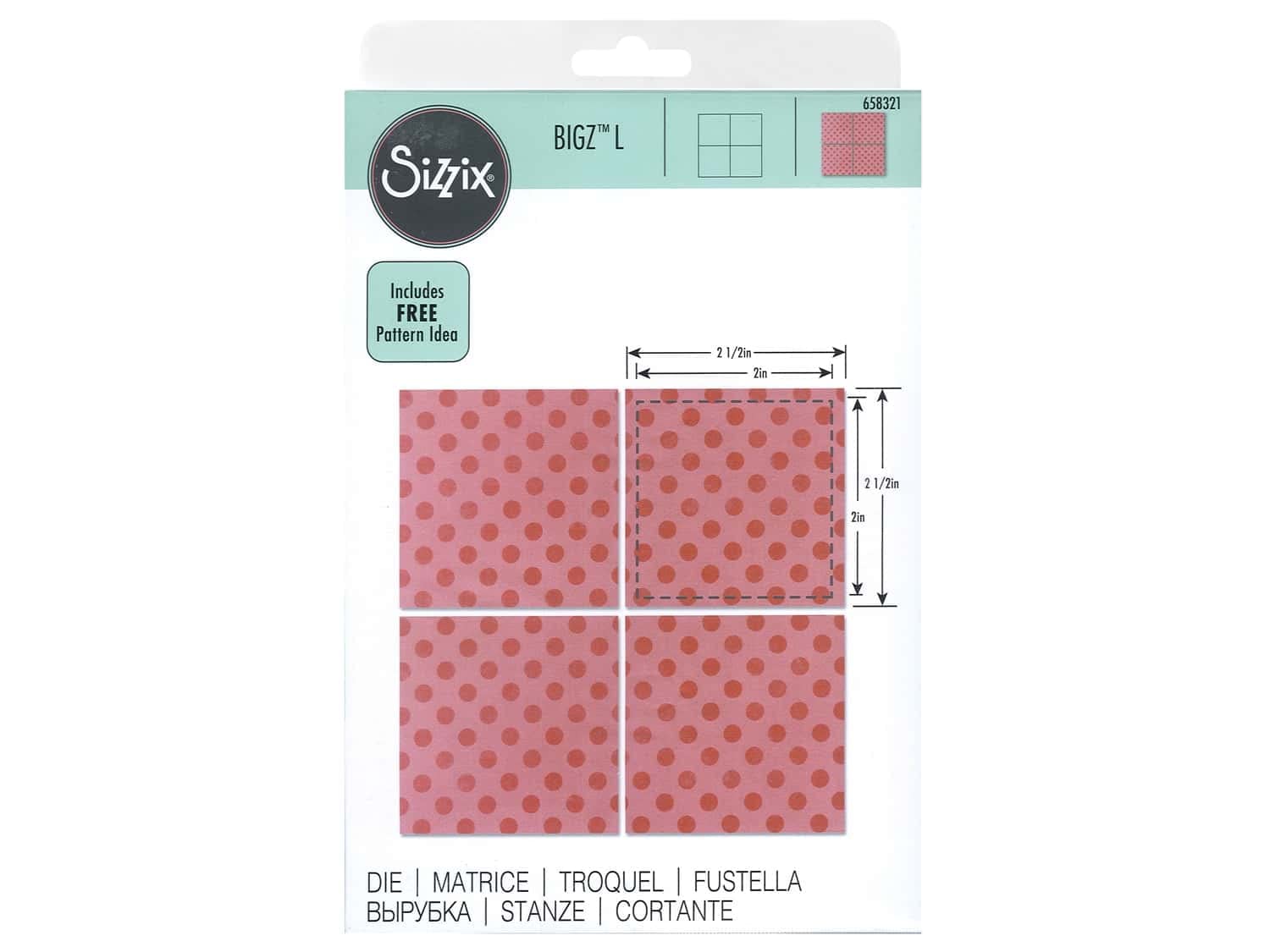Sizzix Bigz Dies Fabi Edition Squares L Die, Multicolor