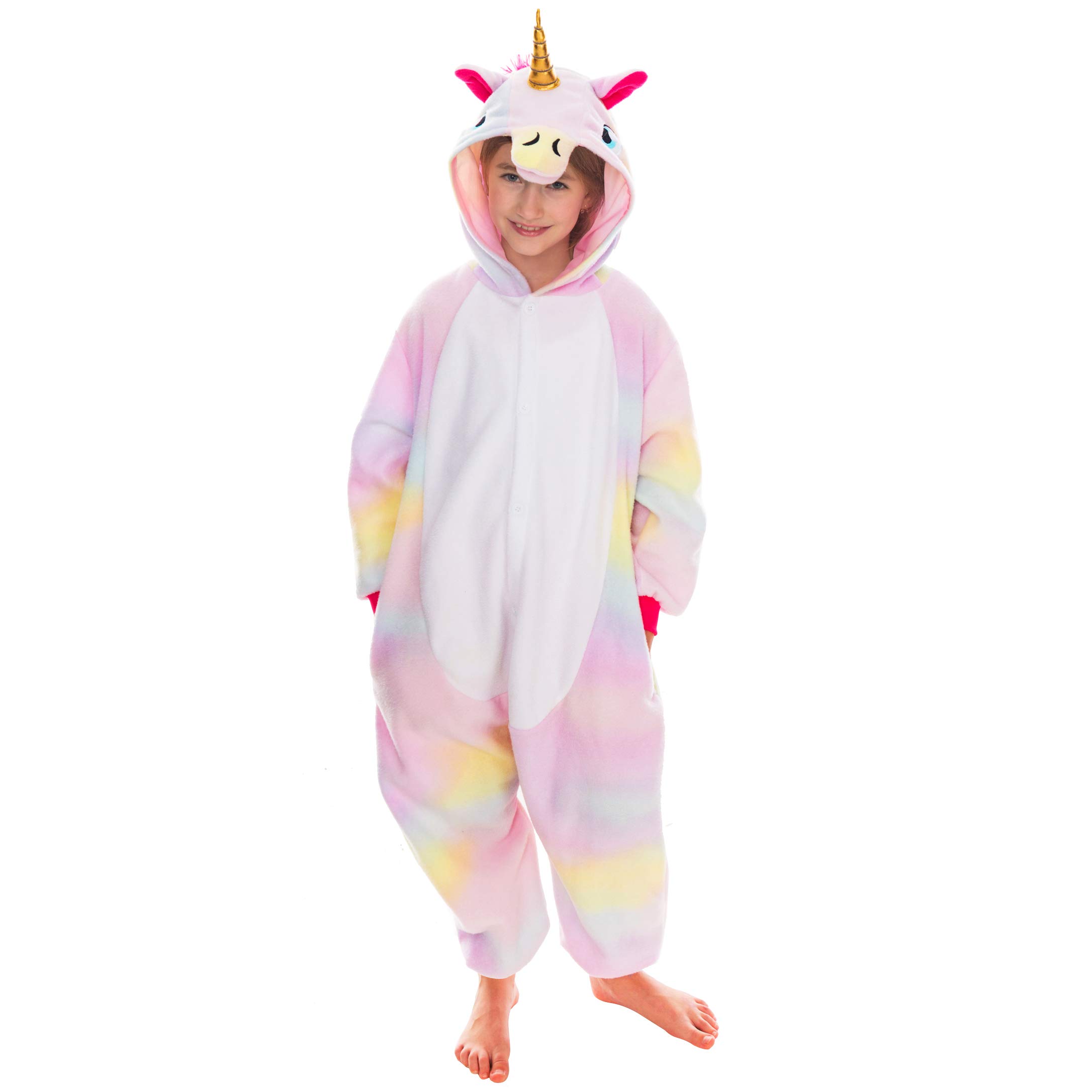 Spooktacular Creations Unisex Child Pajama Plush jumpsuit One Piece Unicorn Animal Costume (4-6 yr)