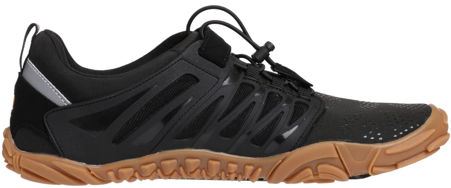 WHITIN Men's Trail Running Shoes Minimalist Barefoot Wide Width Toe Box Size 12 Gym Workout Fitness Low Zero Drop Sport Breathable Beach Black Gum 45