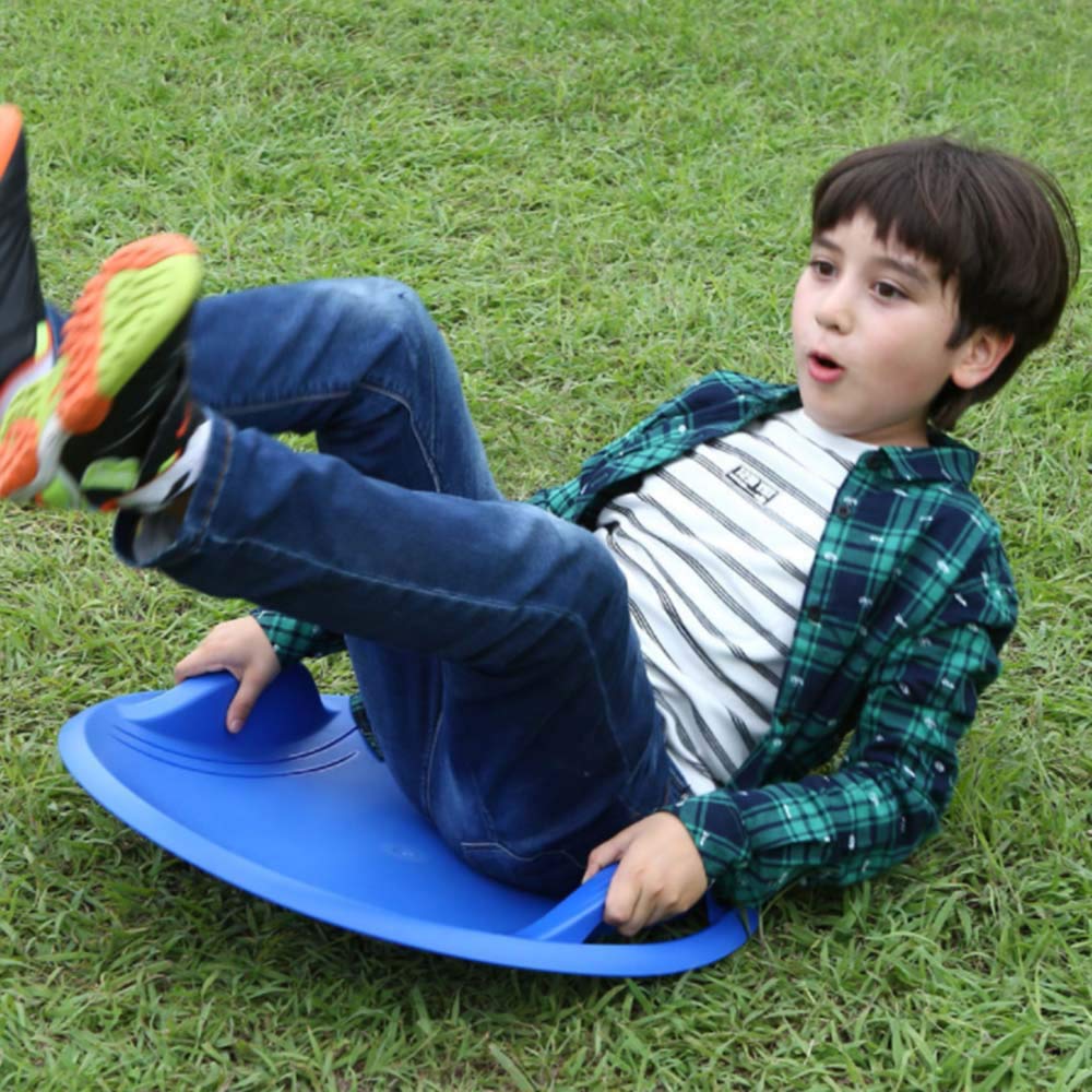 Pannow Round Kids Snow Sled Grass Slippery Saucer Flexible Snow Disc Saucer Sled with Double Handles for Sand, Grass and Snow Downhill