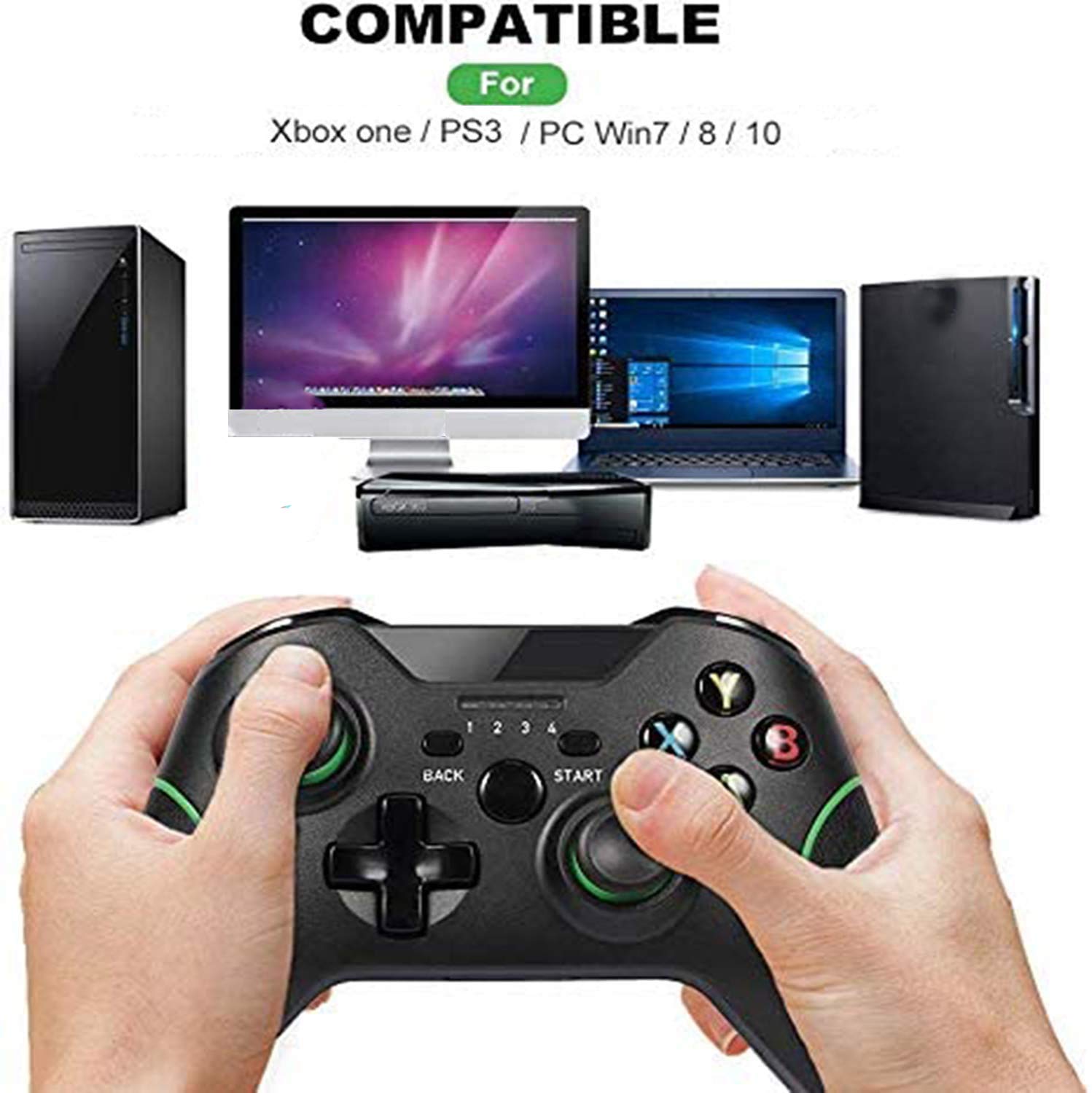 Wireless Controller for Xbox One, Upgraded 2.4GHZ Gamepad Compatible with Xbox One S, One X, One Elite, PC (Receiver Version)
