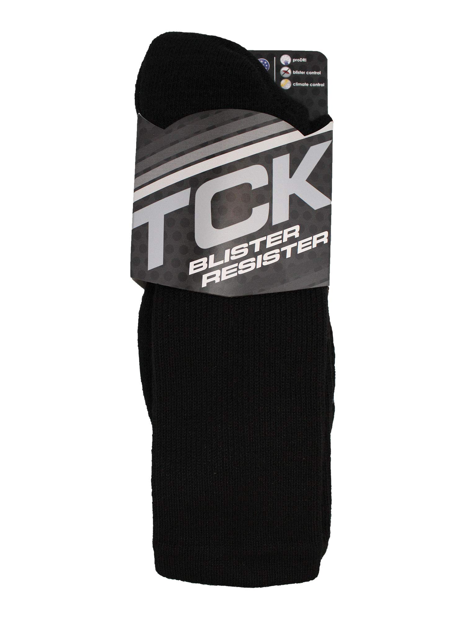 TCK Blister Resistance Crew Socks (Black, Medium)